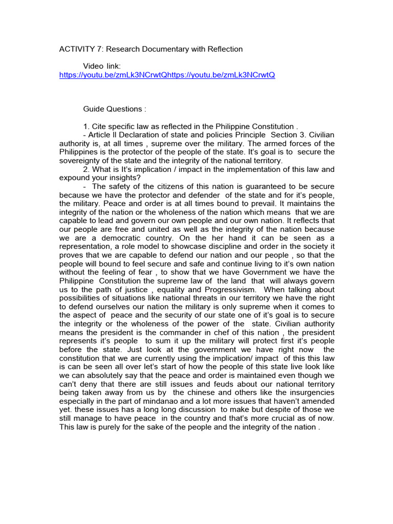 Research Documentary With Reflection | PDF