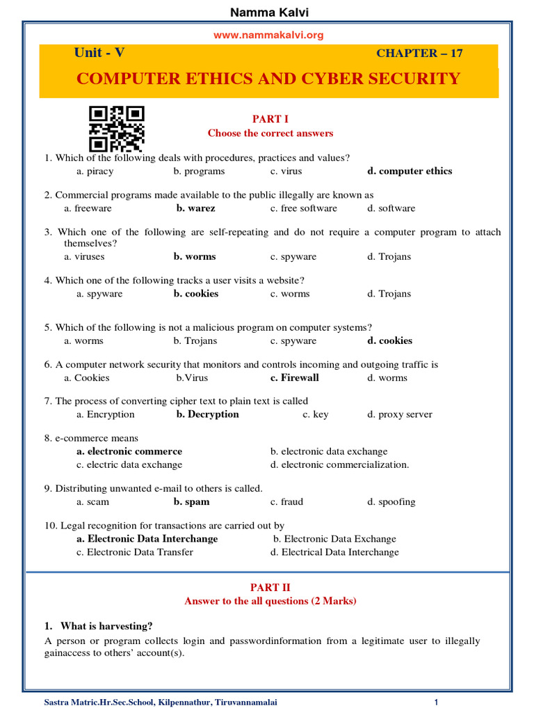 Namma Kalvi 11th Computer Science Chapter 17 and 18 Study Material em | PDF