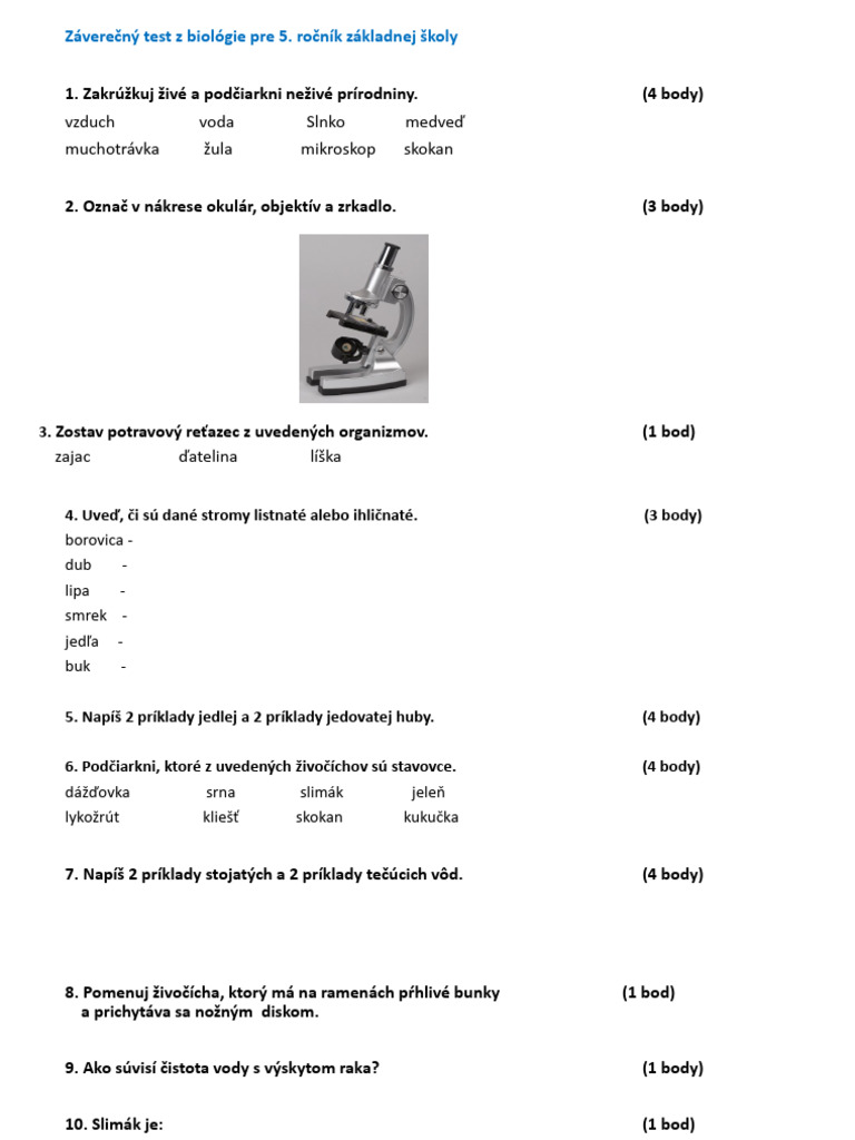 Ukazka Testu Expoledu Bio | PDF