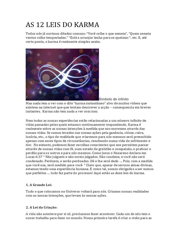 As 12 Leis Do Karma (Artigo) Autor Pdfcoffee | PDF | Autoajuda | Estilo de vida