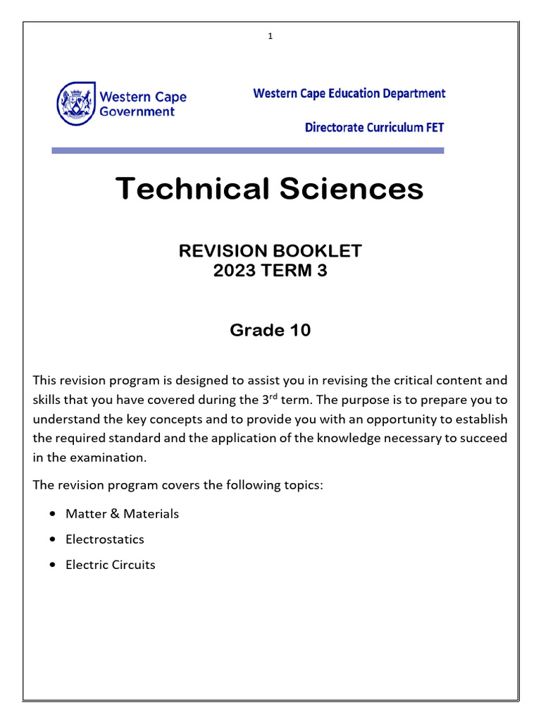Grade 10 Technical Science Term 3 Guide | PDF