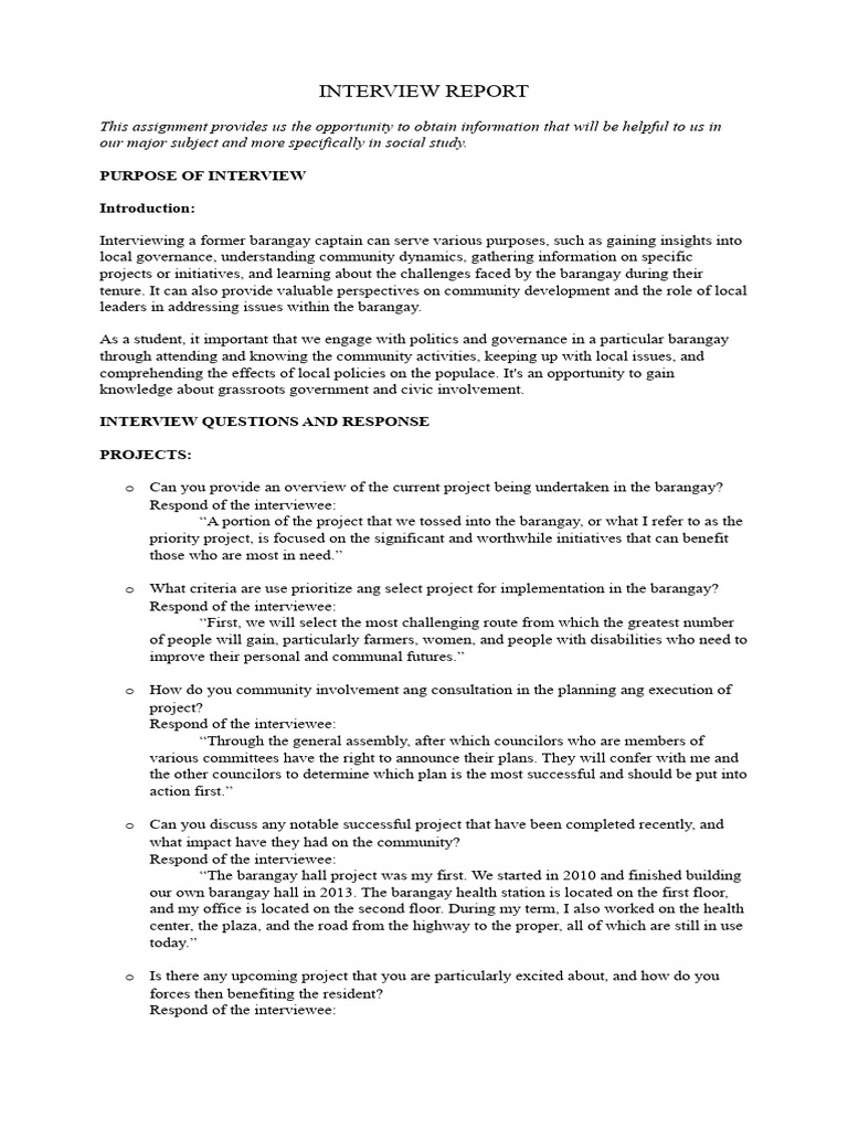 Interview Report Group 1 | PDF