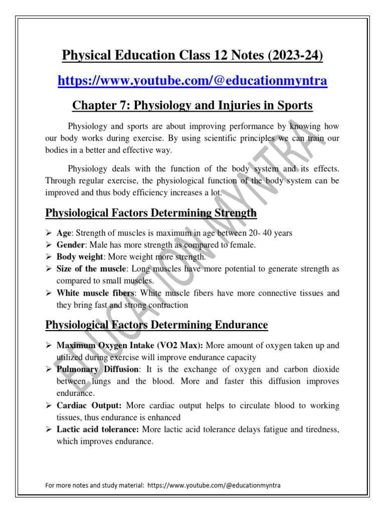 Physical Education Class 12 Chapter 7 Notes | PDF