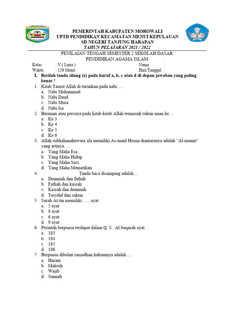 Soal Pts Pai Kelas 5 SMT 2 | PDF