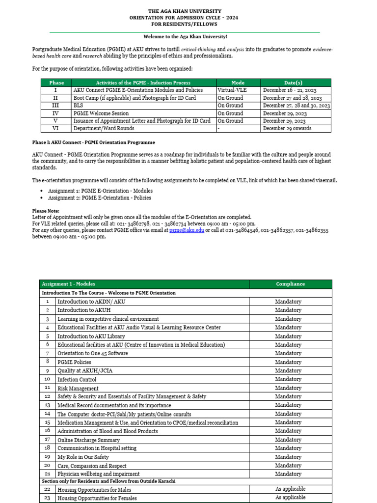 PGME Onboarding - 2024 | PDF