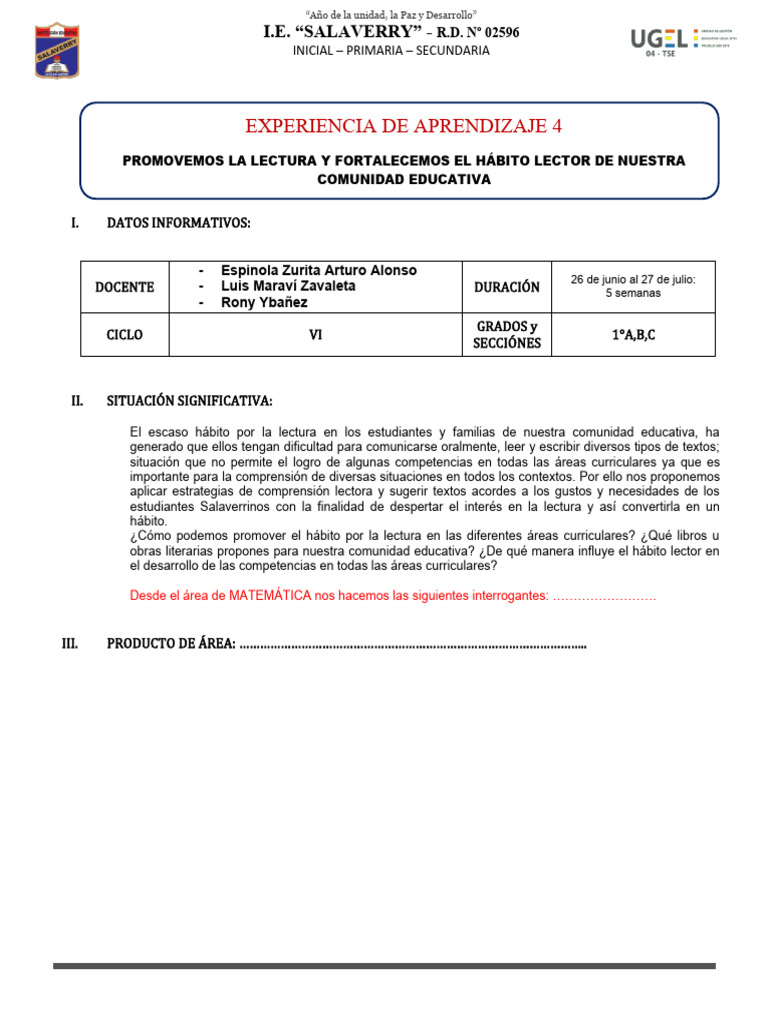 Experiencia 4 - Salaverry - 2023 | PDF