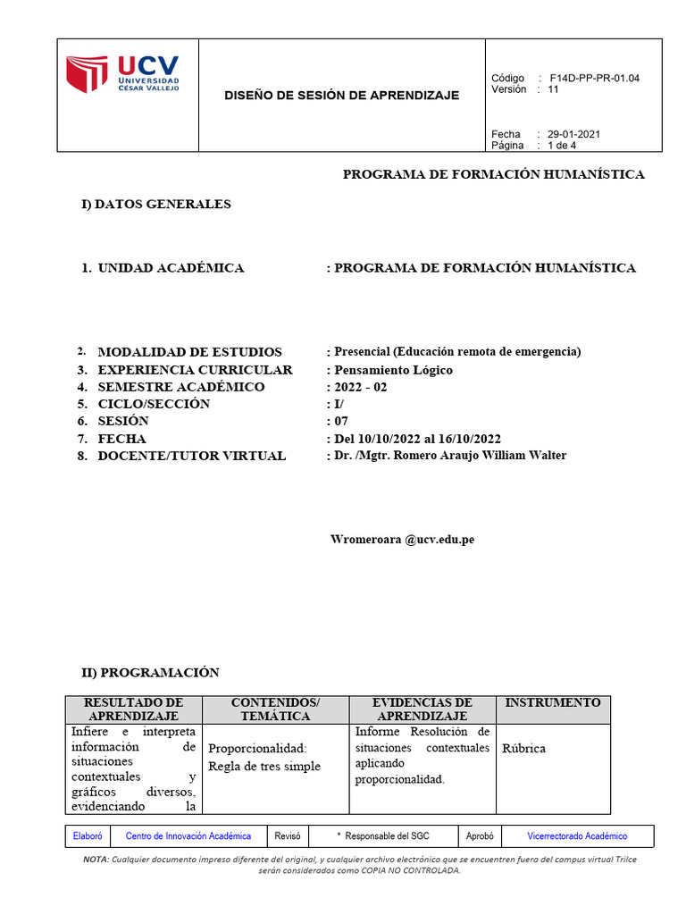 Diseño de Sesión de Aprendizaje #07 | PDF