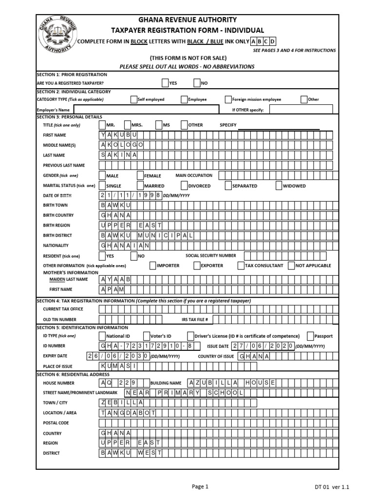 GRA Individual Registration | PDF