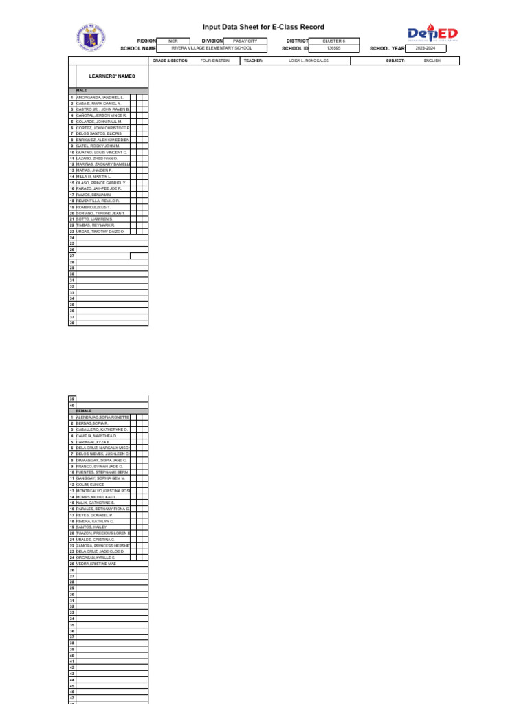 Classrecord English IV Einstein | PDF