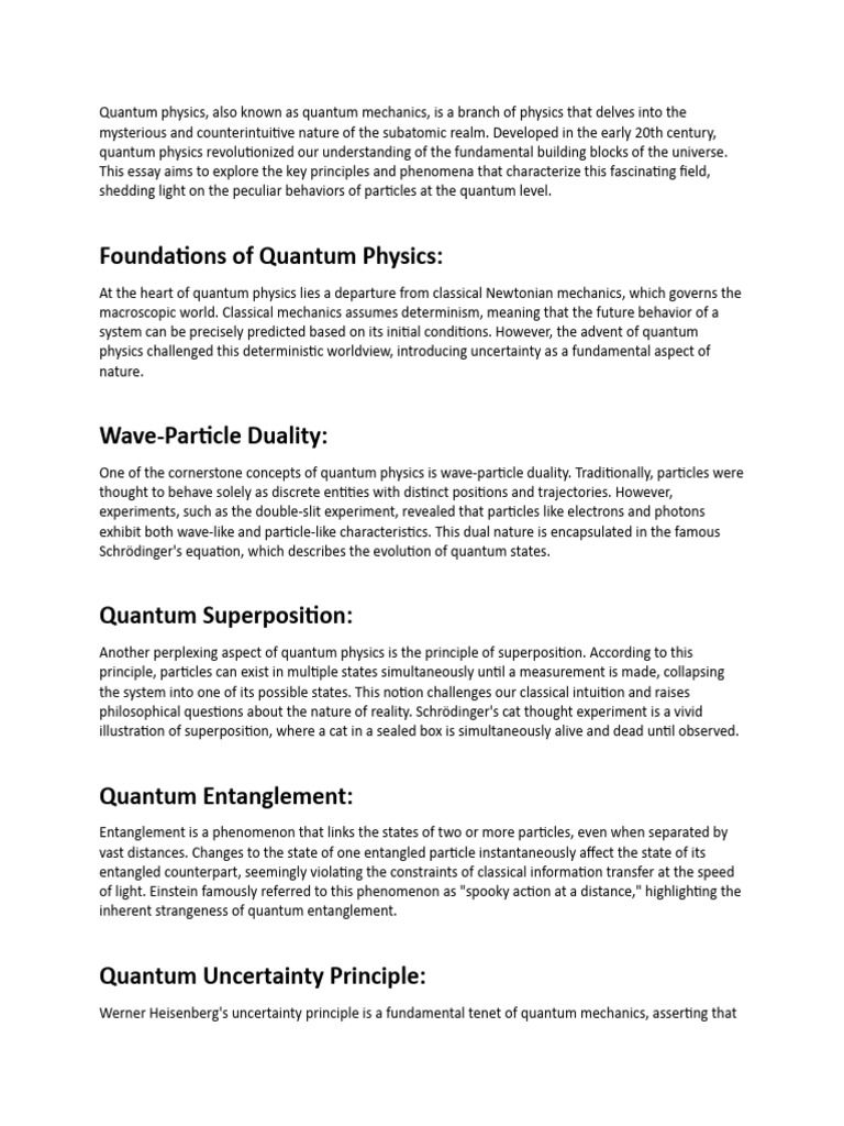 Quantum Physics: Key Principles Explained | PDF | Philosophy