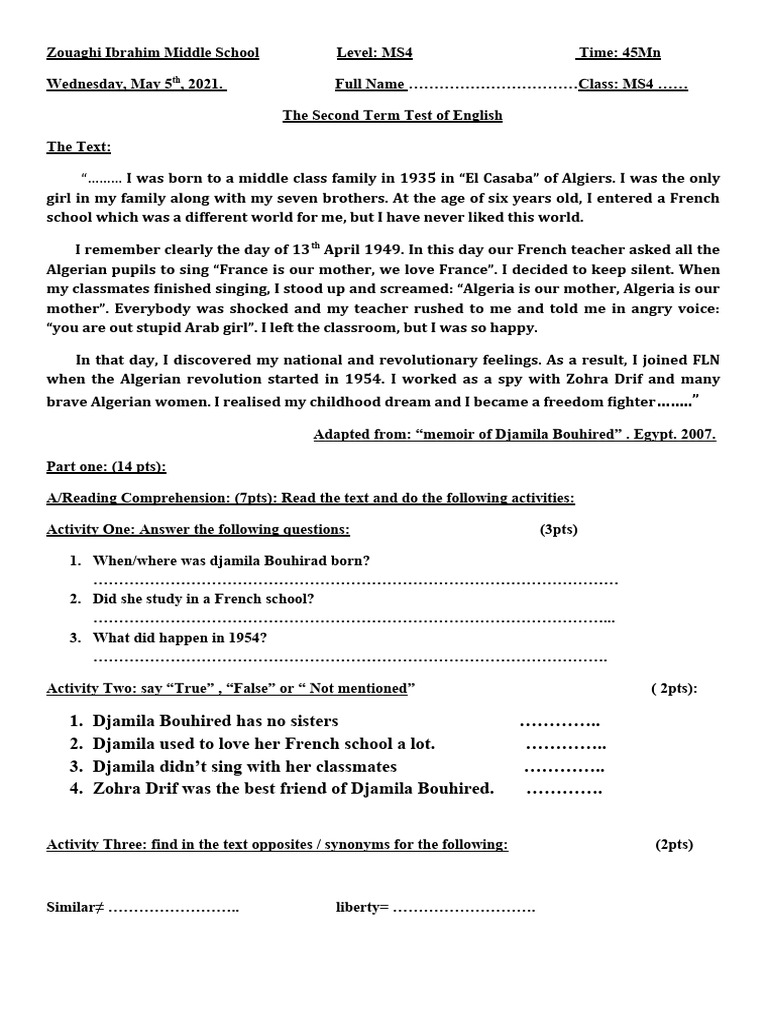 Djamila Bouhired | PDF | Art | General Fiction