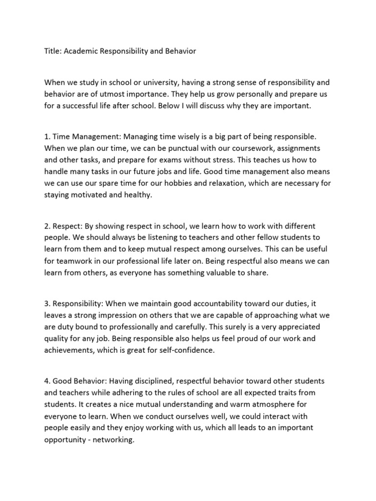 Academic Responsibility | PDF | Teachers | Cognitive Science