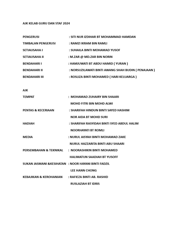 Ajk Kelab Guru Dan Staf 2024 | PDF