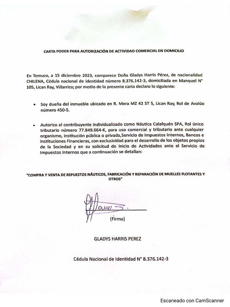 Carta Firmada Autorizacion Uso Comercial | PDF