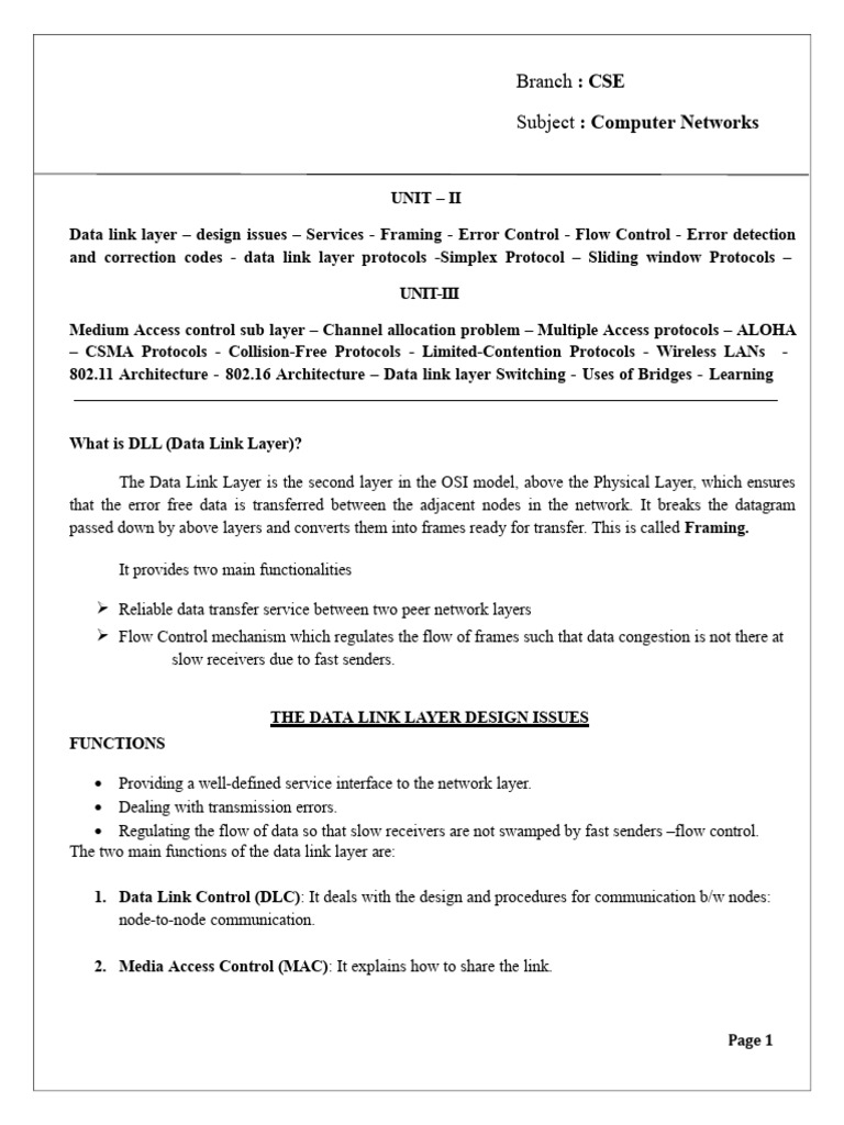 Unit 2 Computer Networks | PDF