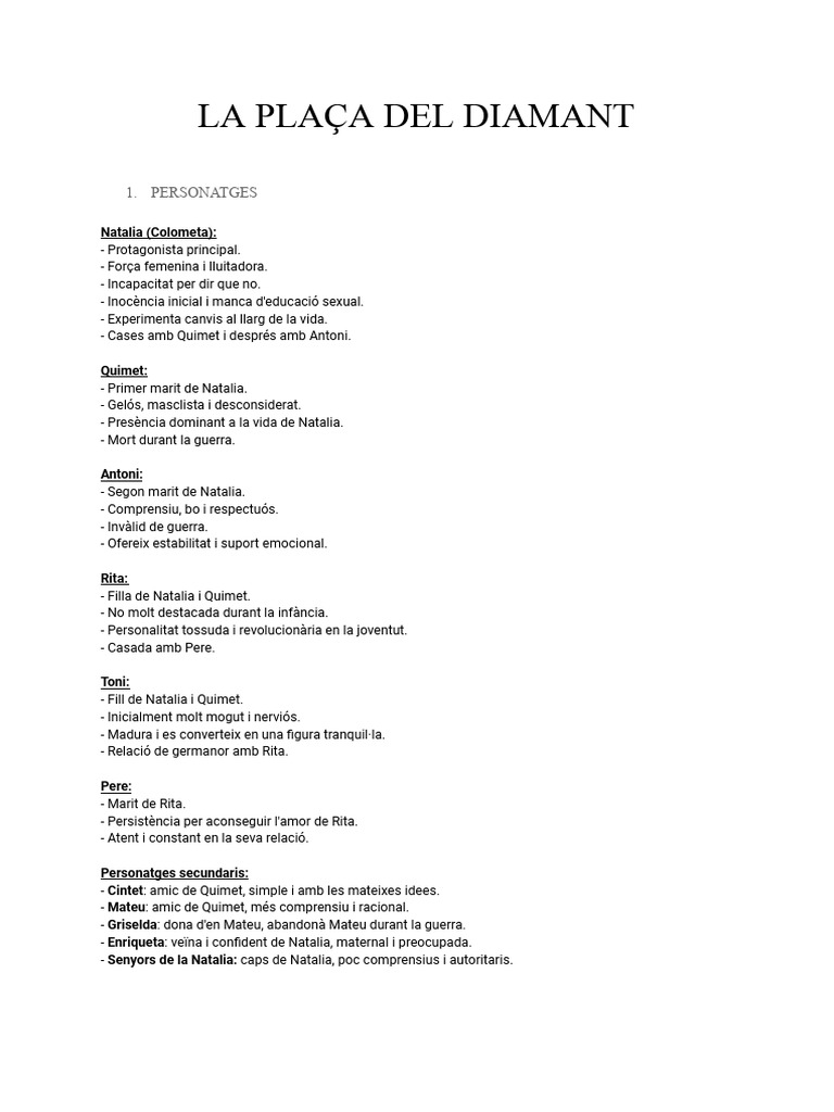 La Plaça Del Diamant | PDF