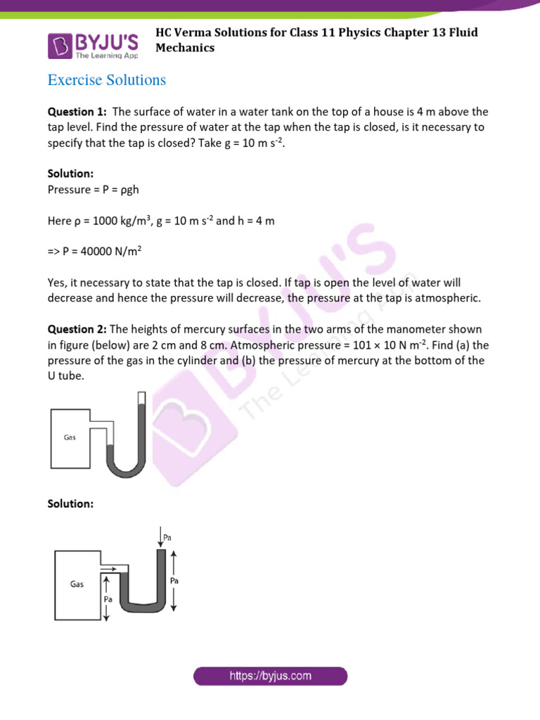 HC Verma Solution Class 11 Physics Chapter 13 Fluid Mechanics | PDF | Buoyancy | Density
