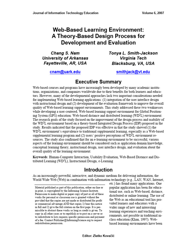 Web-Based Learning Environment | PDF