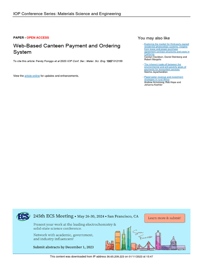 Web-Based Canteen Payment and Ordering System | PDF