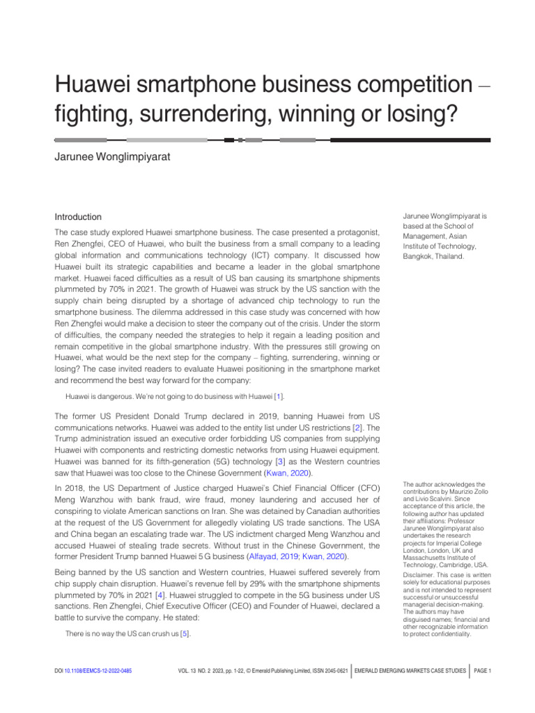 Huawei's Smartphone Battle | PDF