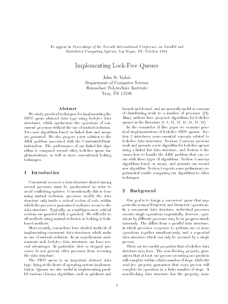 Implement Lock-Free Queue | PDF