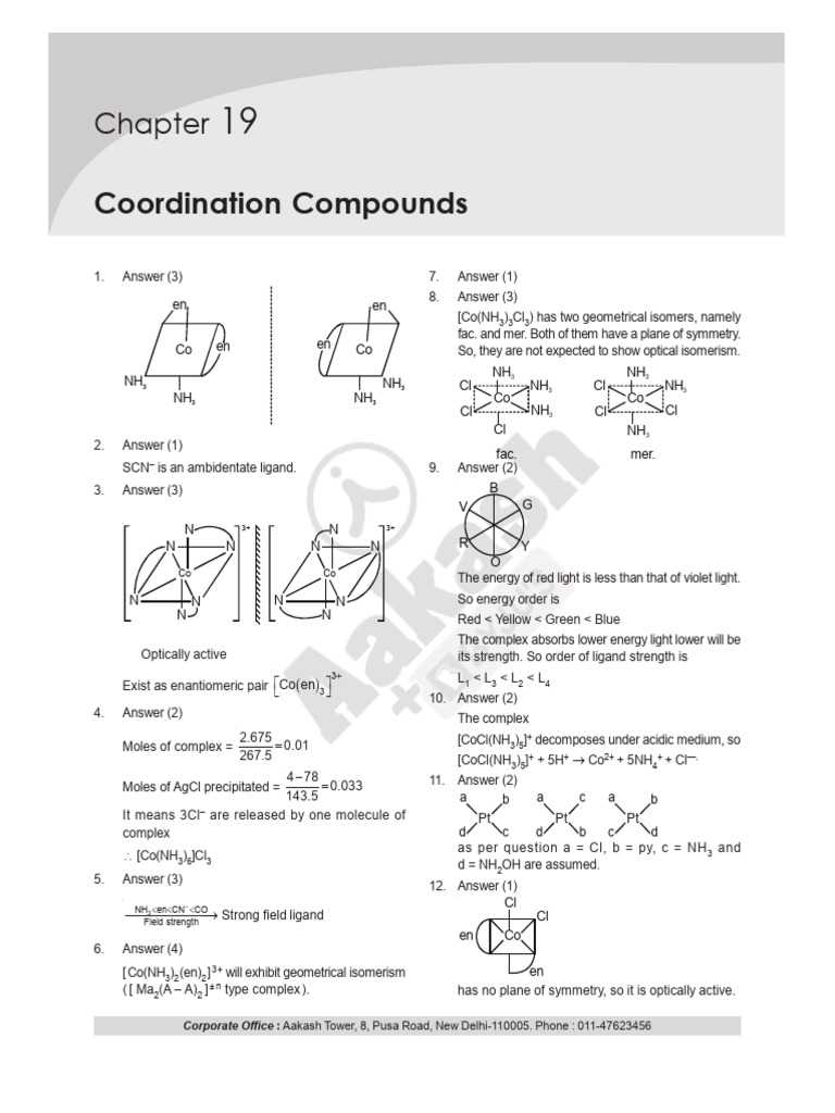 Coordination Compounds | PDF