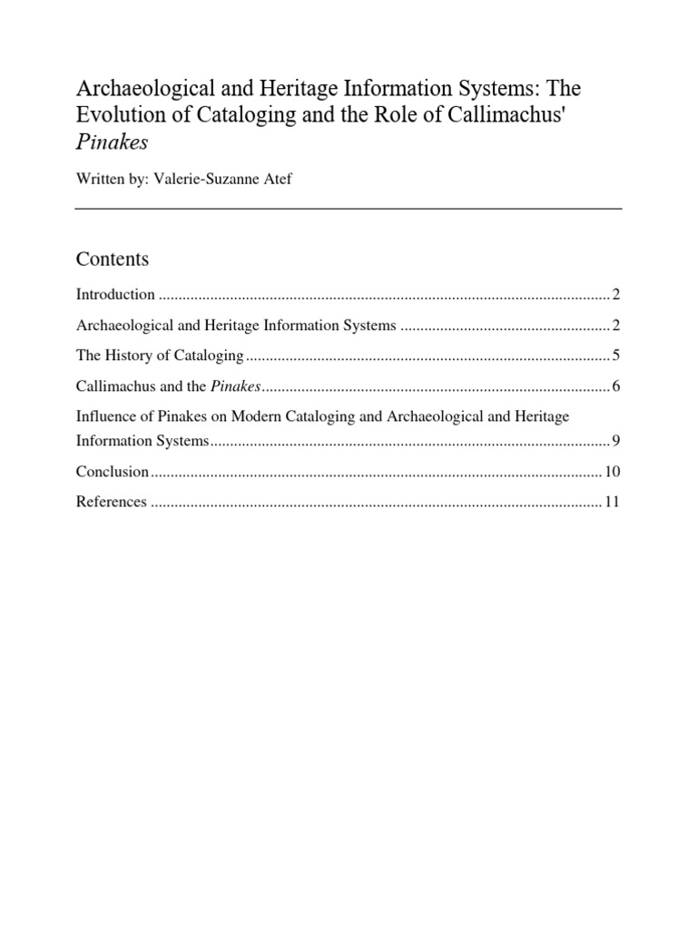 Archaeological and Heritage Information Systems - The Evolution of Cataloging and The Role of ...