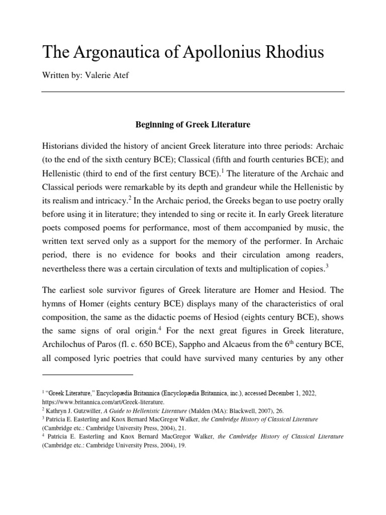 The Argonautica of Apollonius Rhodius | PDF