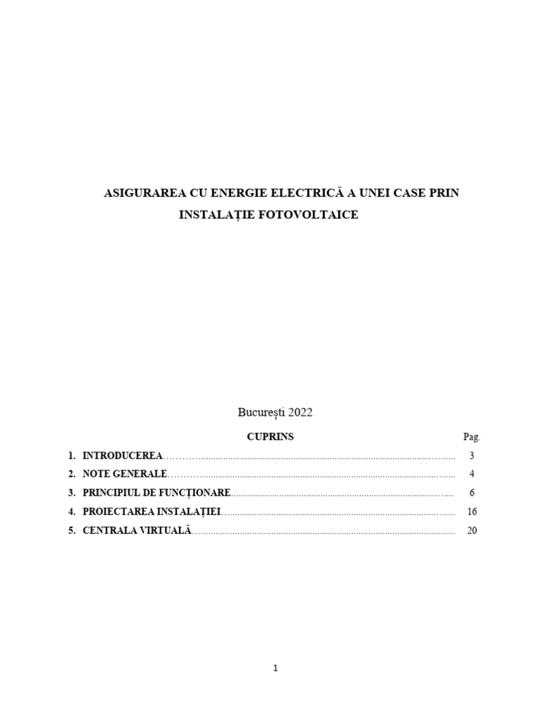 Alimentarea a unei case cu PV | PDF
