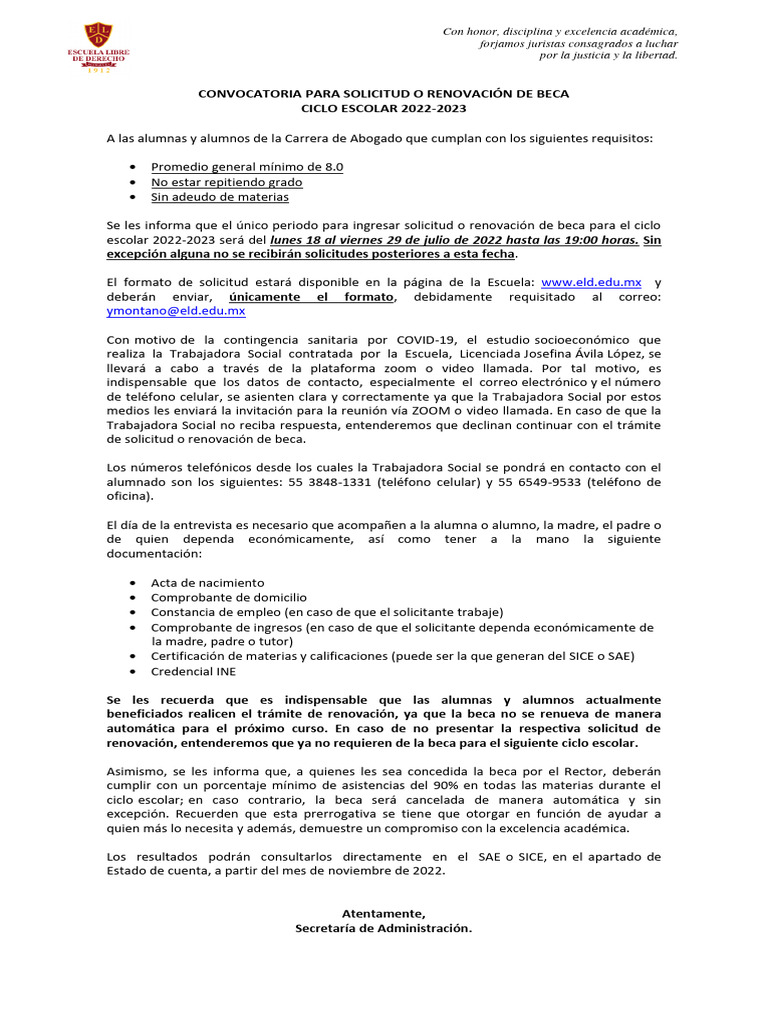 Convocatoria Beca 2022 | PDF