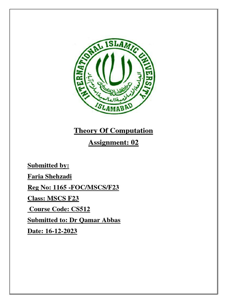 Assignment 2 TOC | PDF