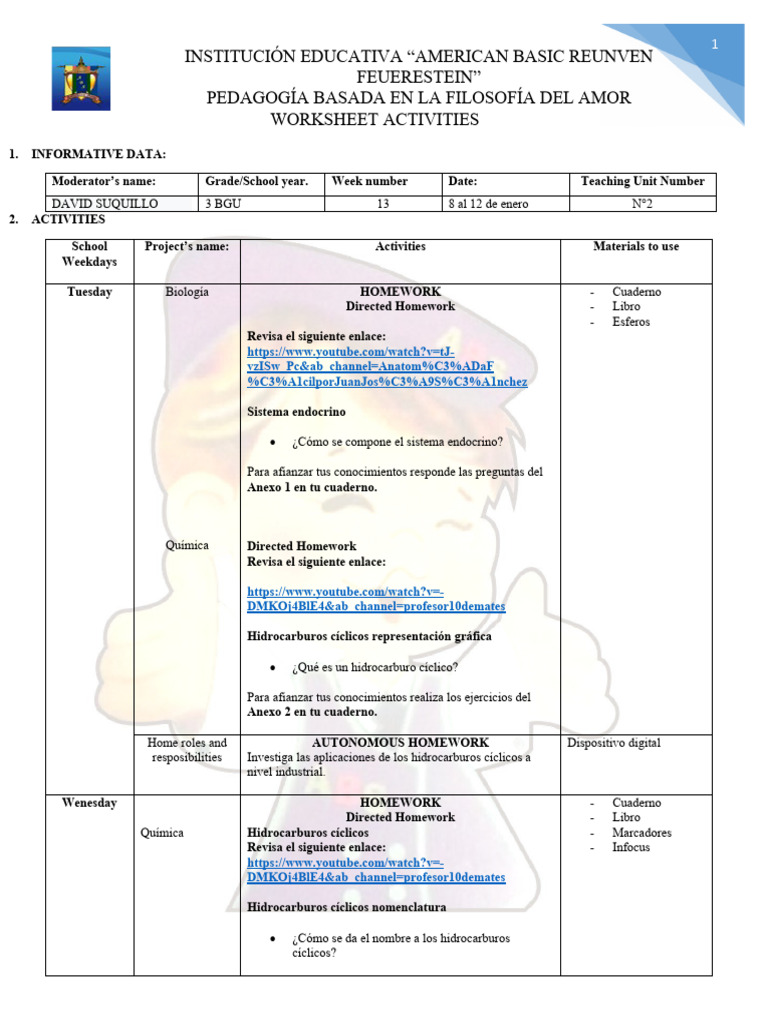 Hoja de Tareas 17 Senior Qui-Bio | PDF