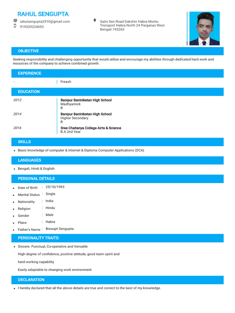 Rahul Sengupta Cv Pdf