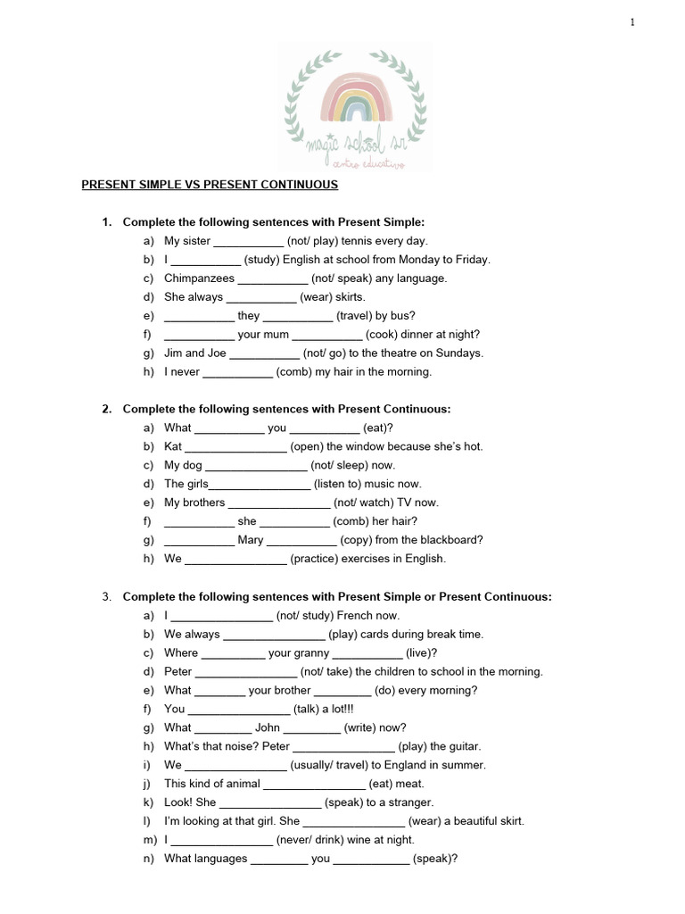 Present Simple Continuous | PDF