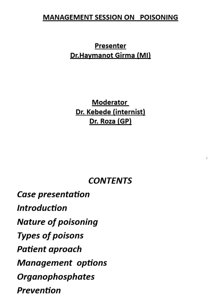Malathion Poisoning Case Management | PDF