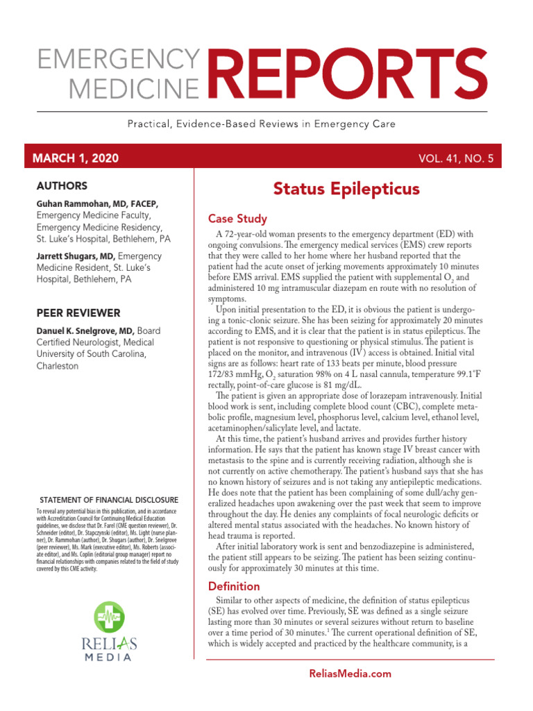 Status Epilepticus Overview for Nurses | PDF | Epilepsy | Midazolam