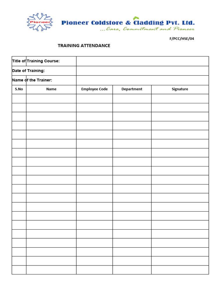 04 Training Attendance | PDF
