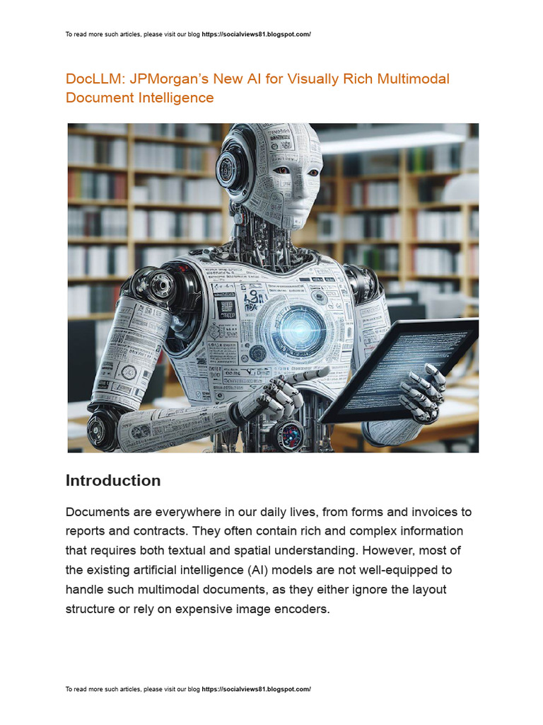 DocLLM JPMorgan’s New AI for Visually Rich Multimodal Document Intelligence | PDF | Cognitive ...