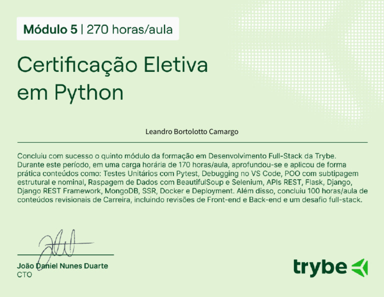 Trybe Certificado Python | PDF