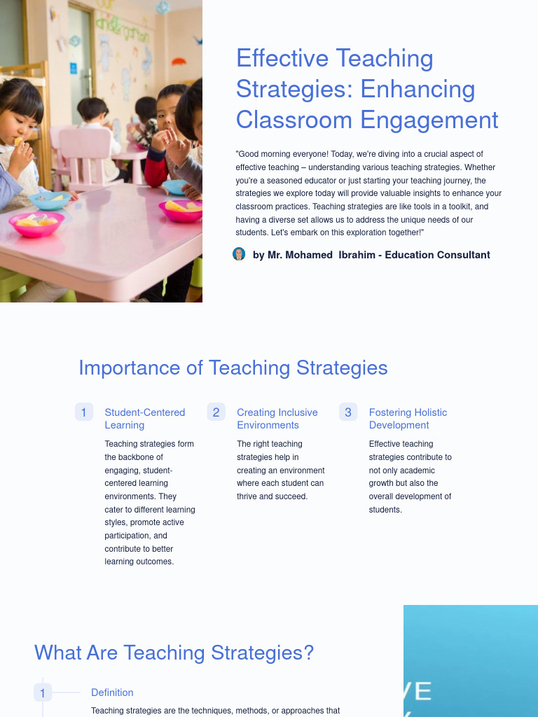 Effective Teaching Strategies Enhancing Classroom Engagement | PDF