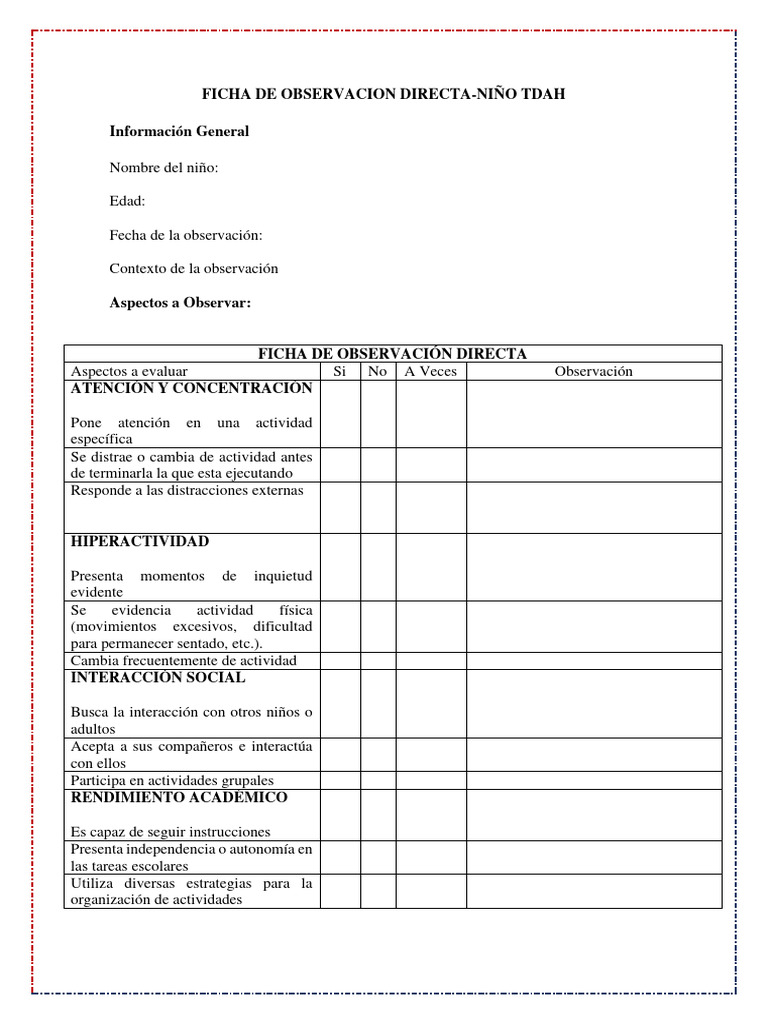 Ficha de Observacion Directa | PDF | Crecimiento personal y profesional