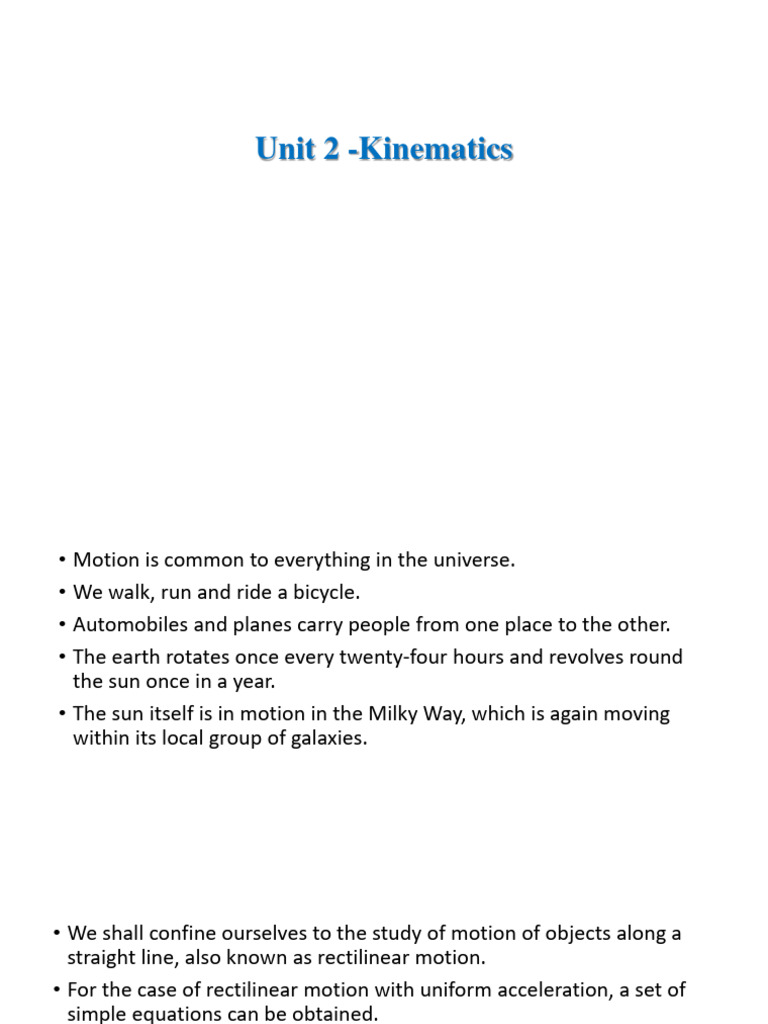 Unit 2 - Kinematics | PDF