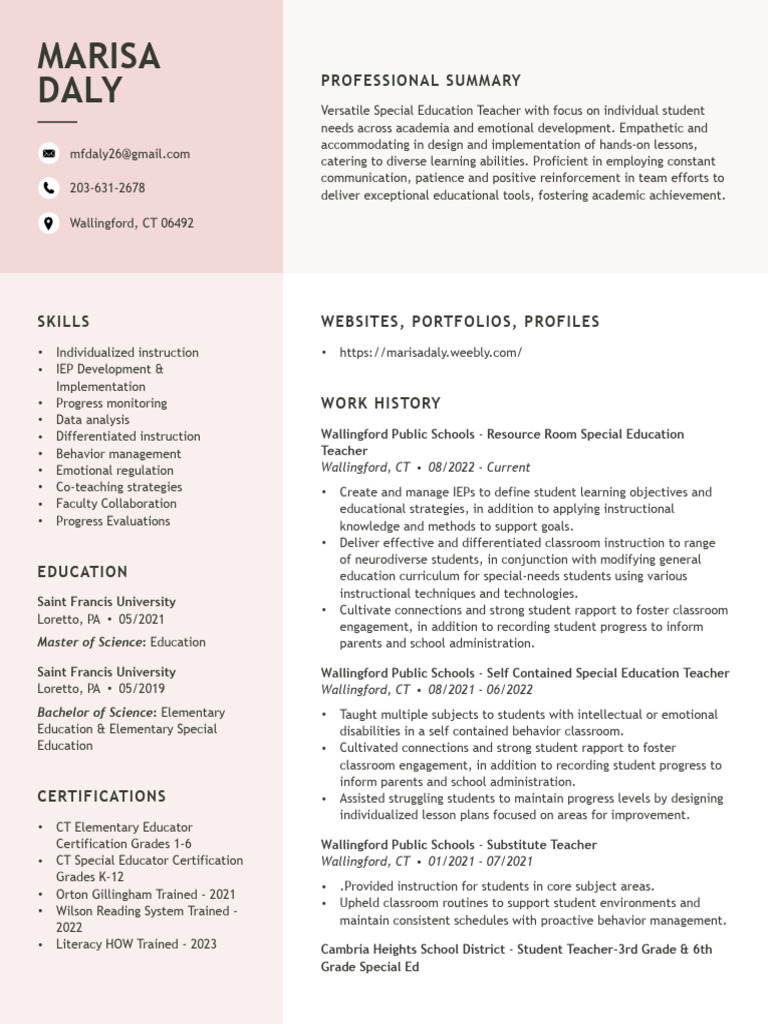 Marisa Daly Resume | PDF | Career & Growth | Social Science