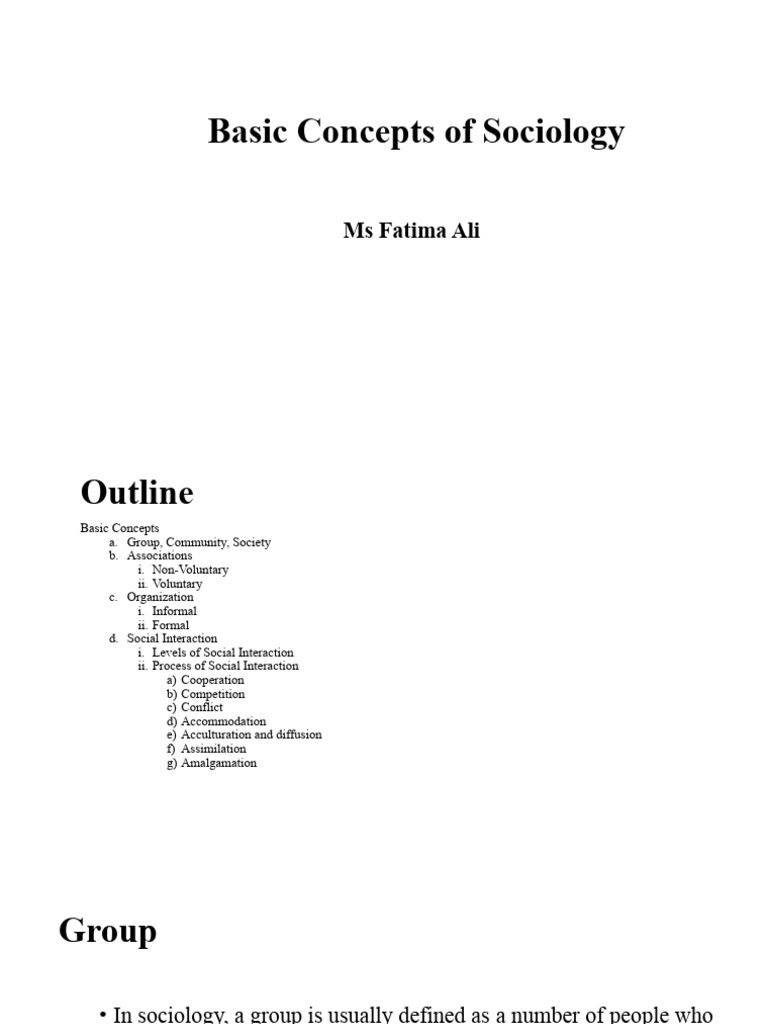 2 Basic Concepts of Sociology | PDF | Social Group | Cultural Assimilation