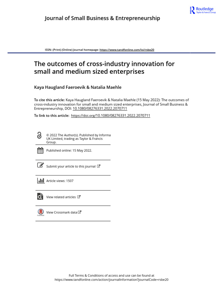The Outcomes of Cross-Industry Innovation For Small and Medium Sized ...