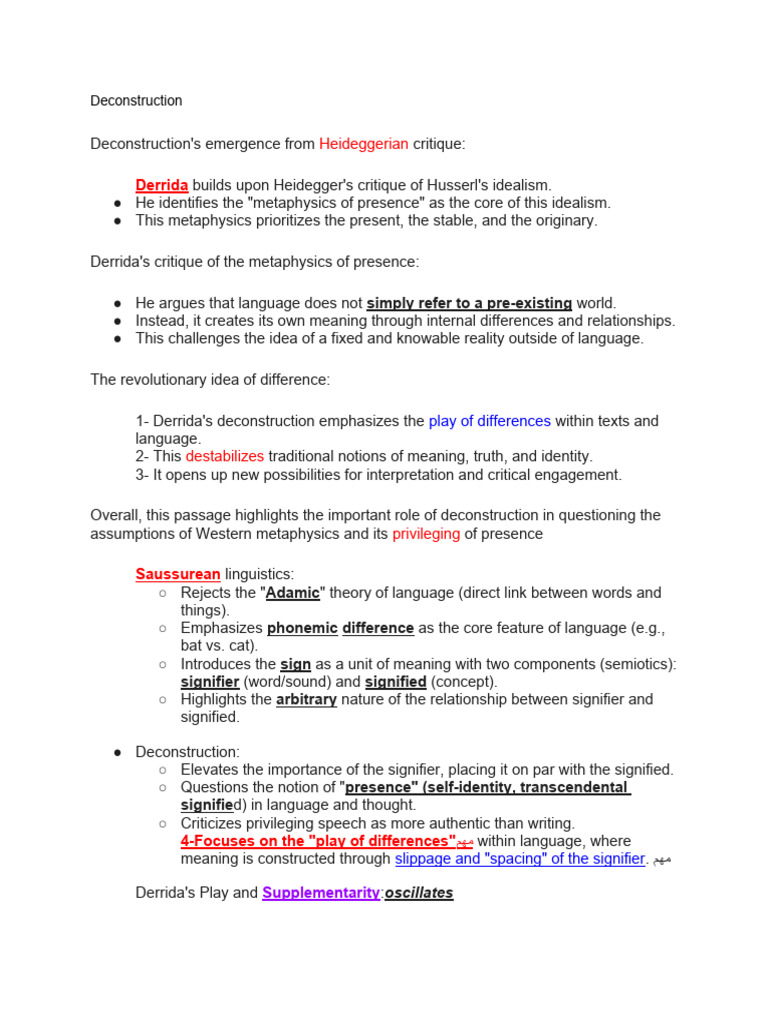 Deconstruction Theory | PDF | Philosophy | Language Arts & Discipline