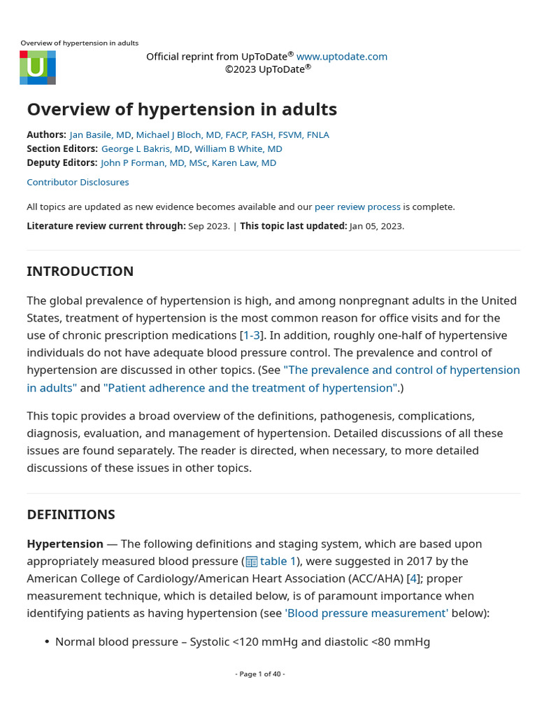 Overview Of Hypertension In Adults Pdf