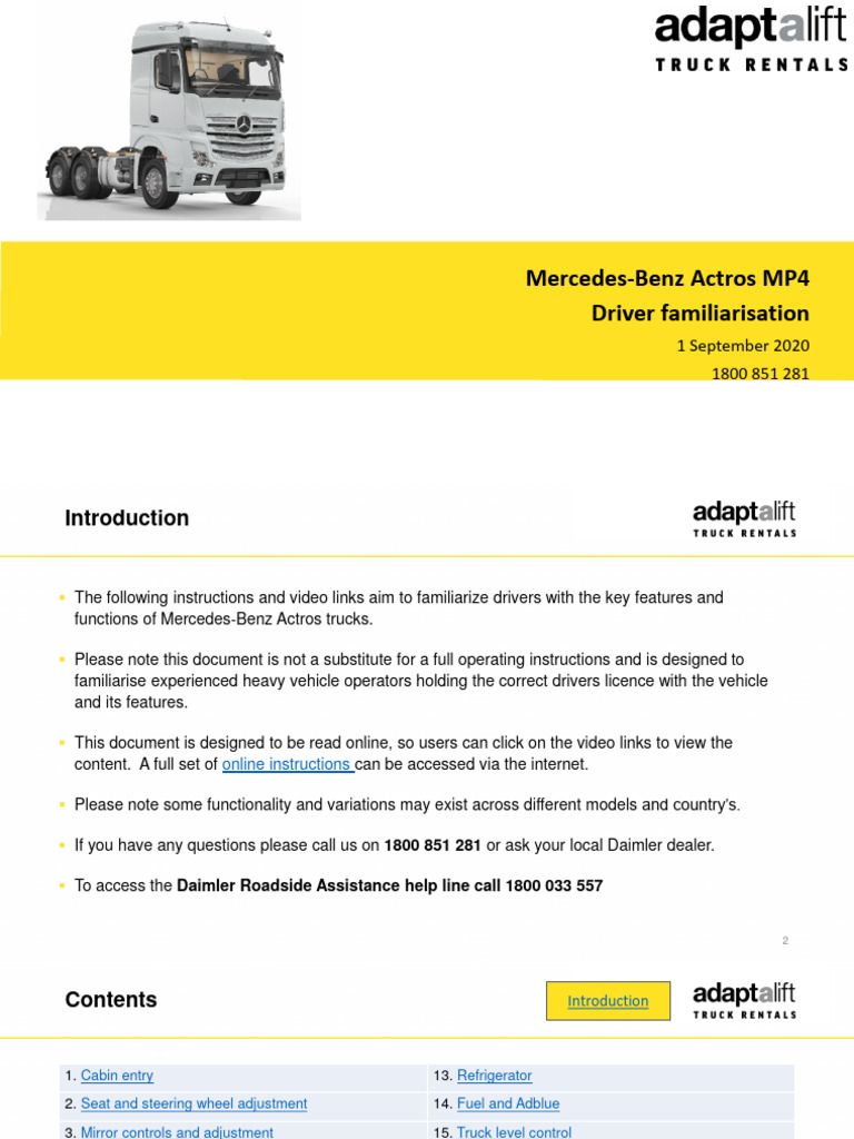 1 MB Actros Driver Familiarisation 003 | PDF