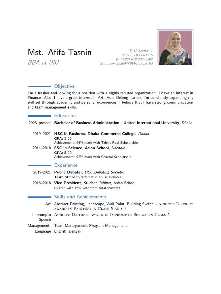 Afifas Curriculum Vitae | PDF