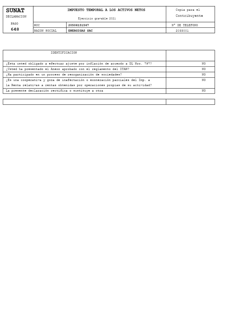 Detalle PDT 648 Itan | PDF | Impuestos | Impuesto sobre la renta